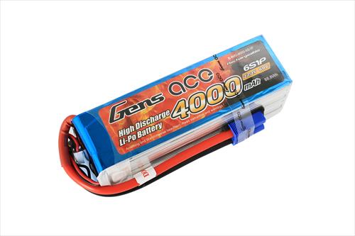 Gens Ace 6S 22.2V 4000mAh 60C LiPo, EC5 | O-G6S4000-60E5