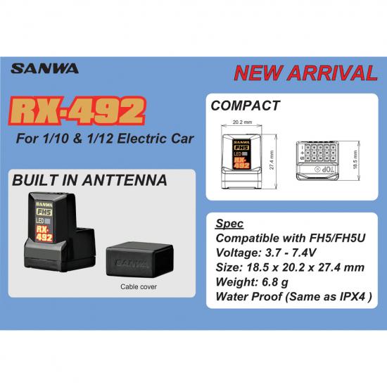 Sanwa SA107A41383A - Sanwa RX-492 Receiver - WP-FH5/FH5U | Receivers | Wheelspin Models
