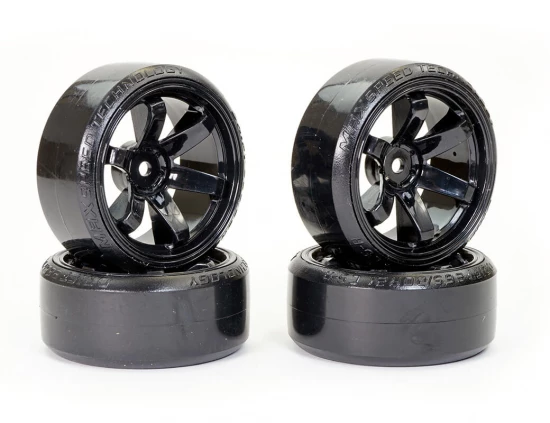 Fastrax FAST0086BK - Fastrax 1:10 Street Drift Tyres Pre Mounted on 6 ...