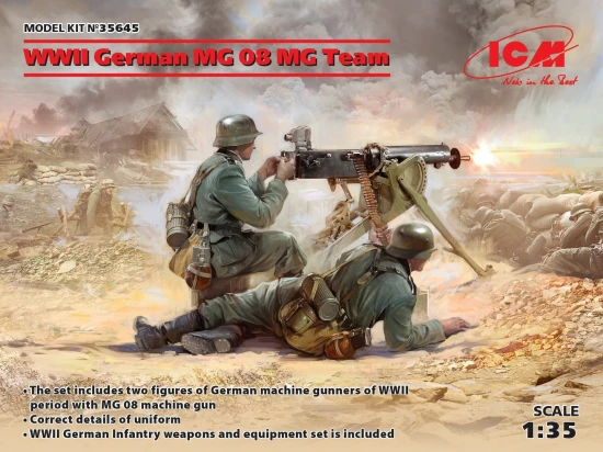 ICM 1:35 WWII German MG08 MG Team (2 Figures)