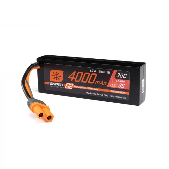Spektrum SPMX-1088 - Spektrum 11.1V 4000mAh 3S 30C Smart G2 Hardcase LiPo Battery: IC5 | LiPo ...